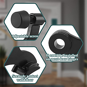 PHITUODA 8pcs Black Hinge Pin Door Stoppers, Adjustable Heavy Duty Door Stoppers Hinge Pin Doorstops with Rubber Bumper Tips