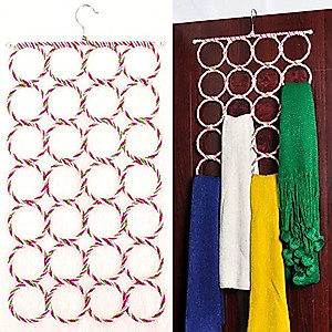 Foldable 28 Ring Hole Slots Space Saving Closet Hanger Scarf, Ties, Belts, Socks Organizer for Home Bedroom, Bathroom, Living Room (2 Pack)