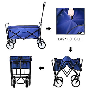 OmekwA Folding Cart Folding Garden Cart Collapsible Utility Wagon Cart Blue Grocery Shopping Wagon (Color : Green)