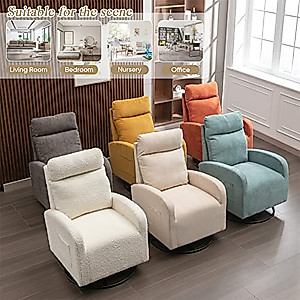 Deolme 360 Swivel Accent Glider Rocking Chair, Comfy Tufted Upholstered Glider Rocker for Nursery, Modern Armchair with Tall Back and Side Pocket for Living Room, Bedroom (Dark Gray)