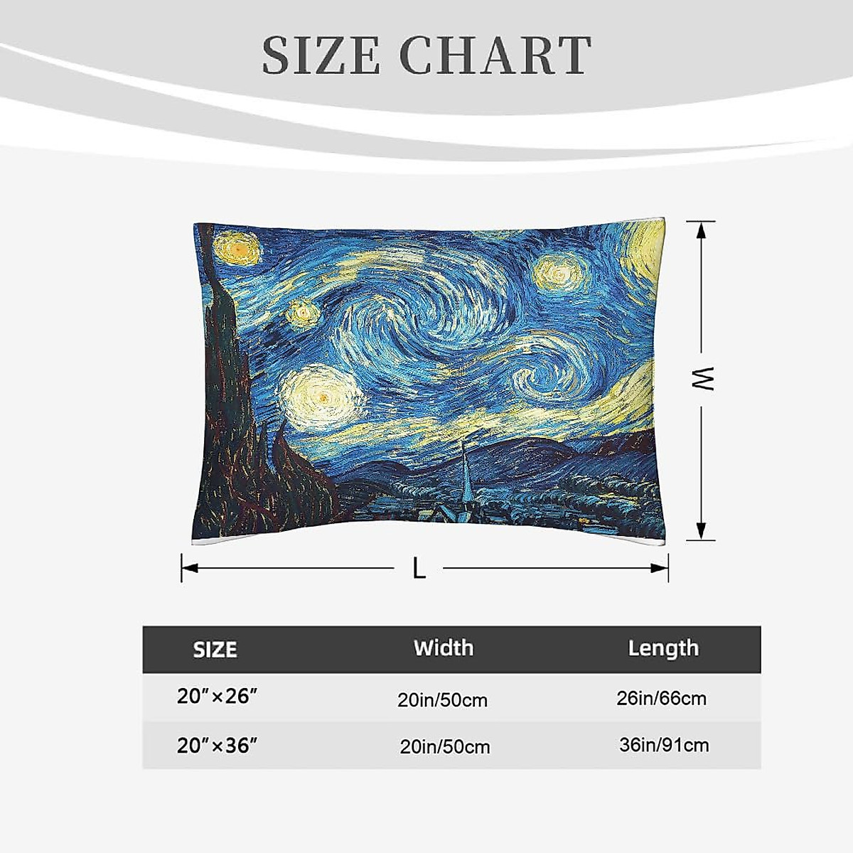 Yekiua Starry Night Pillow Cases Van Gogh Oil Panting Art Classic Creative Star Cloud Universe Pillow Sham Throw Pillow Covers One Side Printing 20X36 Inches King Size
