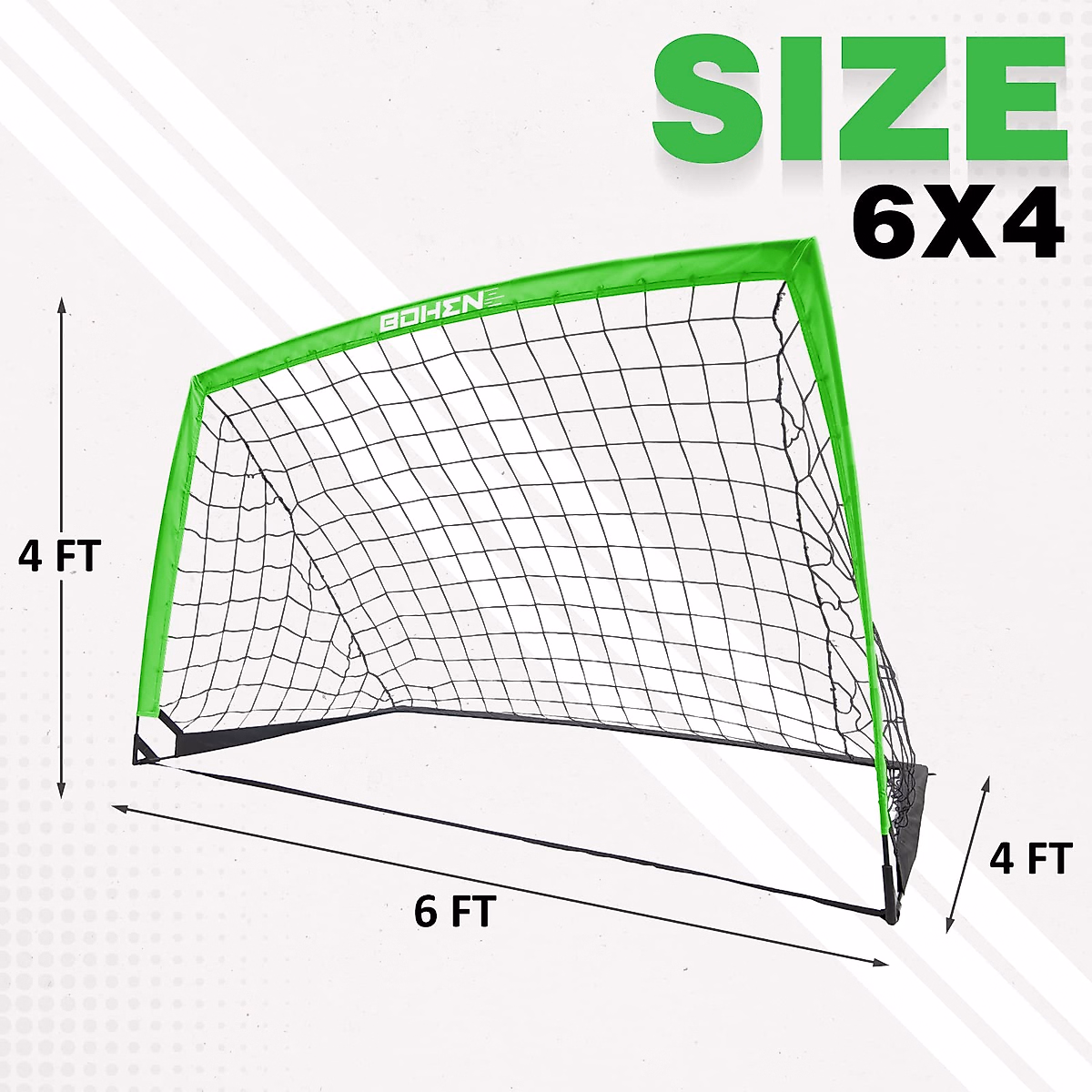 BOHEN Portable Soccer Goal for Kids - 6x4FT Foldable Soccer Net for Backyard Indoor Outdoor with Carrying Bag & Target Gate for Easy Storage and Transportation(6x4FT, 1 Piece, Green)
