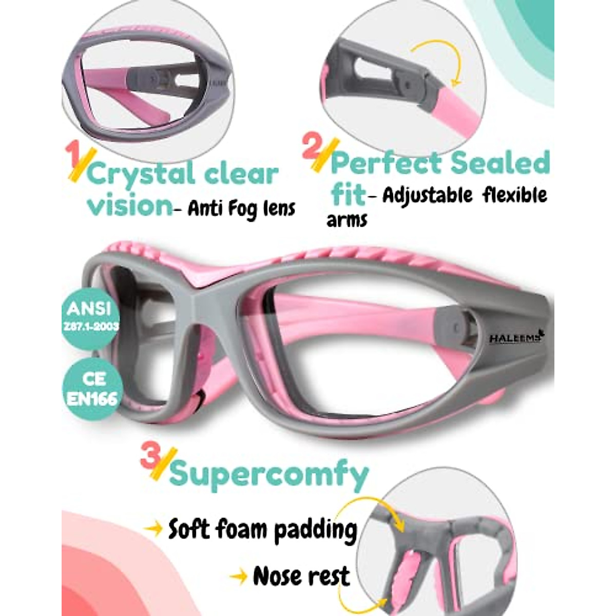 Pink Safety Glasses For Women - Lab Safety Glasses, Cute Dental Assistant Glasses, Anti Fog Nursing Goggles, Eye Protection glasses, Medical Goggles - Lentes De Seguridad Para Trabajar Para Mujer
