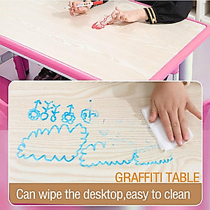 MilleLoom Kids Table and Chair Set, Height Adjustable Toddler Arts & Crafts Table and 6 Chair Set for Ages 2-10,Max 300lbs Kids Activity Art Table for Classroom Daycares,Home