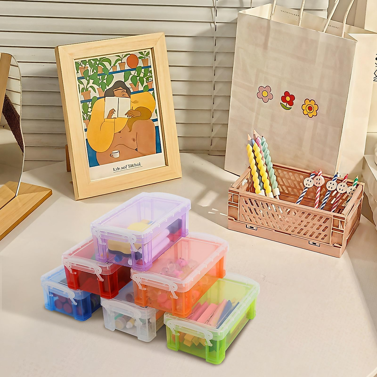 testyu Small Plastic Box, 4.3" X 2.3" X 1.5" Stackable Mini Plastic Storage Box with Lid, Clear Plastic Organizer Container for Jewelry Beads Small Crafts Items Accessories - 6 Pack