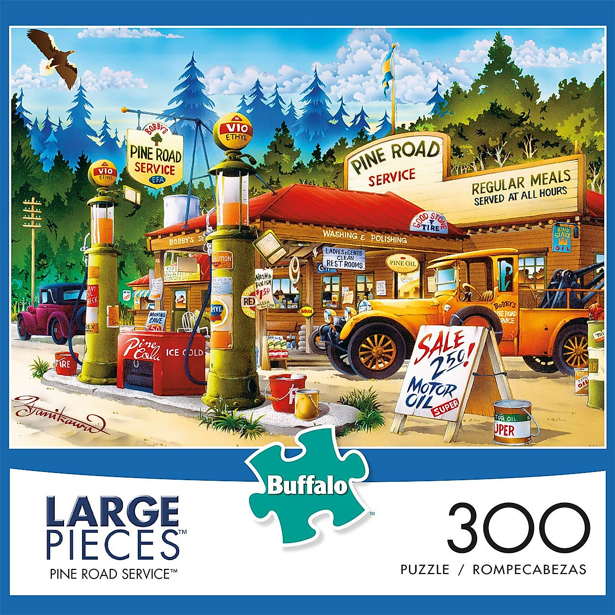 Buffalo Games - Pine Road Service - 300 Large Pieces Jigsaw Puzzle for Adults Challenging Puzzle Perfect for Game Nights - 300 Large Piece Finished Puzzle Size is 21.25 x 15.00