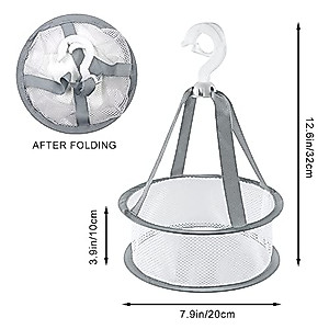 Mini Mesh Shower Dry Basket, Hanging Drying Net, Bath Organizer Storage for Makeup Brush, Beauty Sponge Blender, Windproof Airing Drip Dryer Rack for Bathroom, Laundry (Gray)