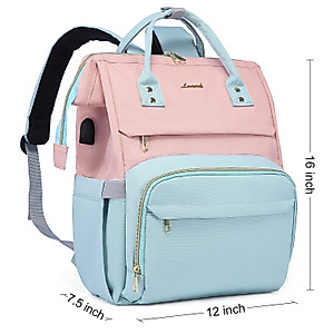 LOVEVOOK Laptop Backpack for Women Fashion Business Computer Backpacks Travel Bags Purse Doctor Nurse Work Backpack with USB Port, Fits 15.6-Inch Laptop Pink-Sky Blue