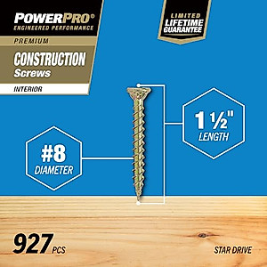 Power Pro Premium Interior Construction Screws (#8 x 1-1/2") - 5lb Box