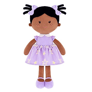 Onetoo First Baby Doll Plush Rag Doll Sleeping Cuddle Buddy Doll Soft Baby Doll Wear Star Purple Dress 14"（Milly Series）