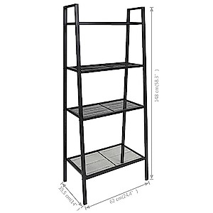 DYRJDJWIDHW Ladder Bookcase 4 Tiers Bookshelf for Bedroom,Shelves,Wood Bookcase,Suitable for Bedroom, Office, Living Room, Study,Metal Black