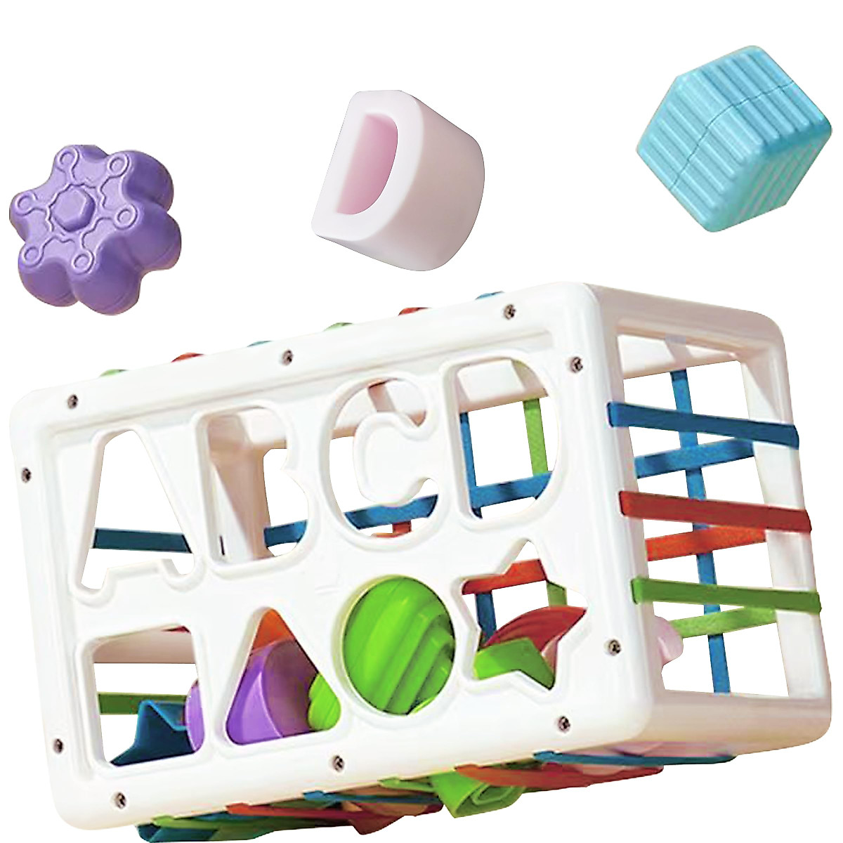 KUTOI Shape Sorter Baby Blocks - Montessori Toys for 1+ Year Old - Toddler Developmental Learning Toys - Educational Toys for 1+ Year Old Girl boy Baby Activity Cube Cause and Effect Toys 6-12 Months