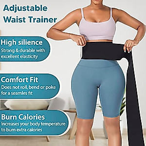 HADAN Invisible Waist Trainer For Women Under Clothes | Stomach Wraps For Belly Fat, Wrap Waist Trainer For Postpartum Women, With 6 Strong Adhesive Points, Plus Size - 157x4,9x0,06 Inch Black