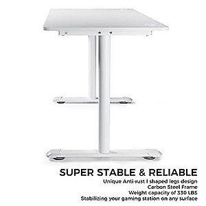 EUREKA ERGONOMIC White Gaming Desk, 60 Inch Large Home Office Computer Desk with Free Mouse Pad, I Shaped PC Gamer Students Teens Study Writing Table Laptop Sturdy Modern Workstation, Easy To Assemble