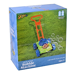 Sloosh Bubble Lawn Mower Machine for Kids，Automatic Bubble Mower with Bubble Solutions, Push Toys for Toddler, Baby Activity Walker for Outdoor, Bubble Maker for Party in Summer Birthday Gift