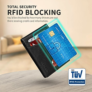 RUNBOX AirTag-Wallet-Mens-Slim-RFID Blocking Wallets Leather with Bill Compartment Air Tag Bifold Card Holder Wallet Gifts for Men Dad