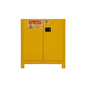 Durham 1030ML-50 Flammable Safety Cabinet with 2 Manual Door and Legs, 43" x 18" x 50", 30 gal Capacity, Yellow