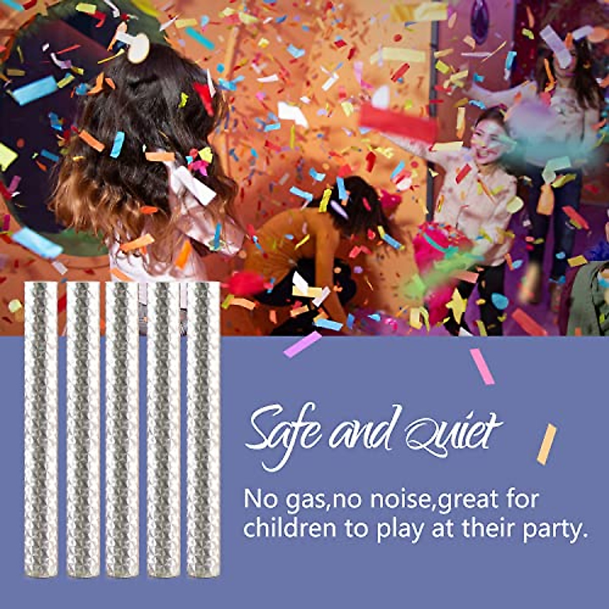 Battife 10Pack Confetti Wands, Colorful Confetti Shoot Poppers, Tissue Paper Confetti Flick Flutter Sticks for Wedding Celebrations, Anniversary, Birthday Parties, Multi-color 7.8 inch
