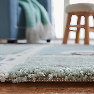 SAFAVIEH Carousel Kids Collection Area Rug - 5'3" x 7'6", Grey & Light Blue, Non-Shedding & Easy Care, Ideal for High Traffic Areas for Boys & Girls in Playroom, Nursery, Bedroom (CRK193F)