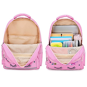 LEDAOU Kids School Backpack with Lunch Box for Girls Bookbag School Bag Preschool Kindergarten Toddler Backpack Tie Dye (Gradient Blue Purple-Cosmos)