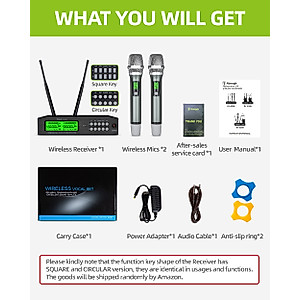 Kimyah Wireless Microphone System, All Metal Dual UHF Cordless Mics of Handheld, 328ft Range, Ideal for Church, Conference and Karaoke, DJ, Wedding(KY-8208)