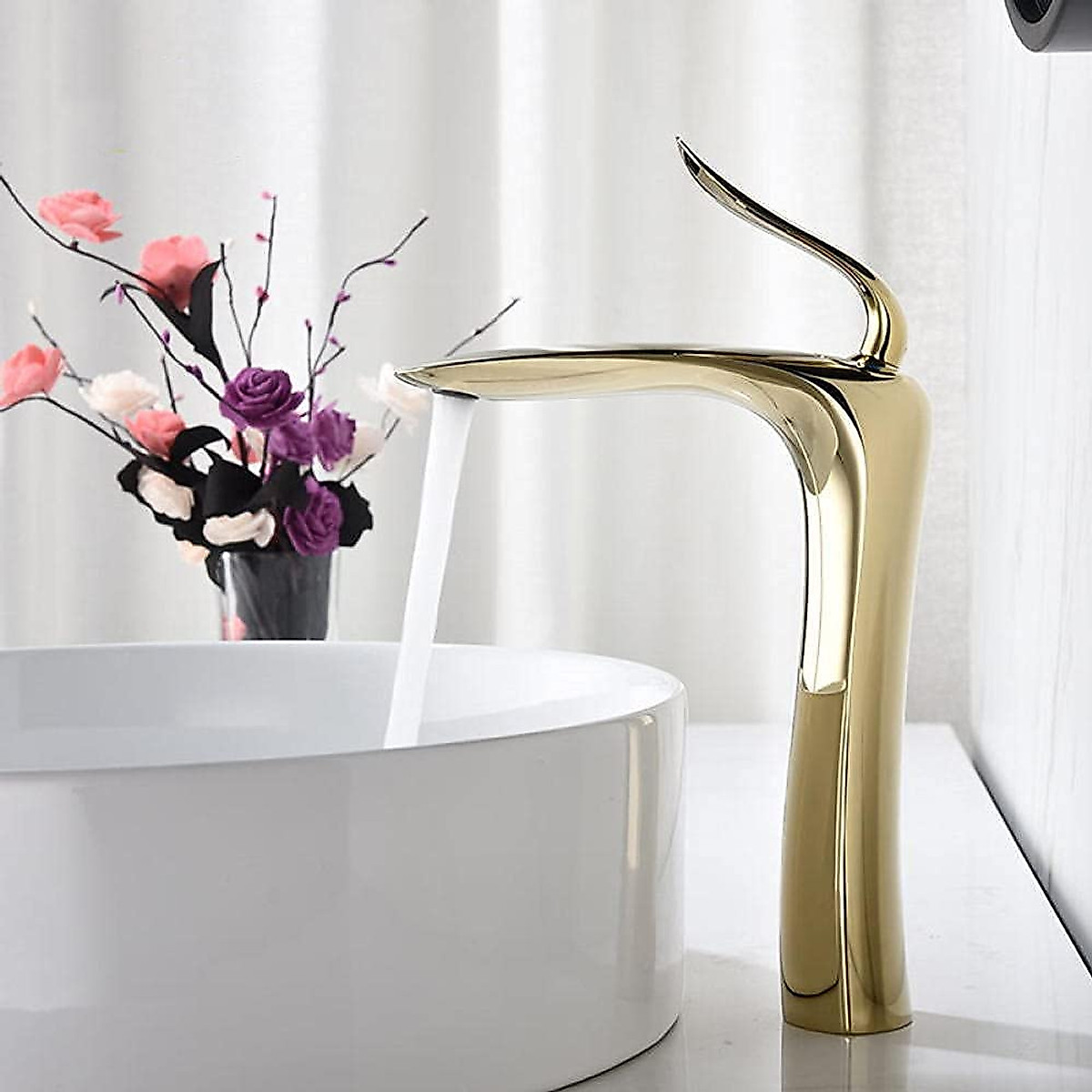 JBQ Bathroom Faucets Bathroom Sink Faucet Bathroom Basin Brass Faucet Sink Faucet hot and Cold Single Handle countertop Installation Toilet Crane Faucet (Color : Brushed Gold S)