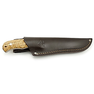 Puma IP Ondular IV Olive Wood Spanish Made Hunting Knife with Leather Sheath