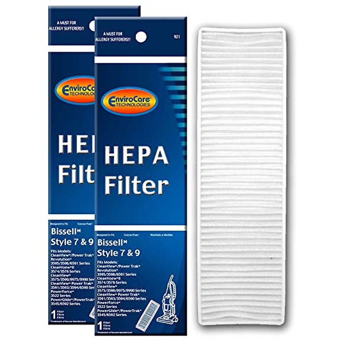 EnviroCare Premium Replacement HEPA Filtration Vacuum Cleaner Post Motor Filter made to fit Bissell Style 7, 9, & 16 Upright Vacuums 2 Filters