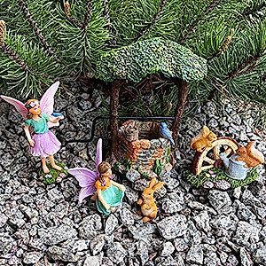 Mood Lab Fairy Garden - Miniature Figurines and Accessories Wishing Well Set of 5 pcs - Fairies Statue Kit
