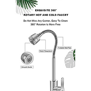 Stainless Steel Commercial Wall Mounted Hand Sink with Drainer Unit and Tap - Hot and Cold - Perfect for Outdoor Indoor, Garage, Laundry/Utility Room - Single Bowl Sinks