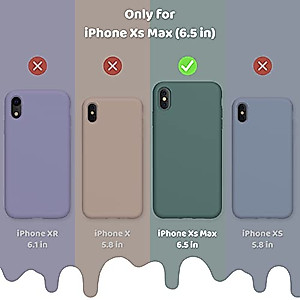 OuXul iPhone Xs Max Case - Liquid Silicone Phone 10 Pro Max Case, Full Body Slim Soft Microfiber Lining Protective iPhone Xs Max Case for Women/Men 6.5 Inch(Forest Green)