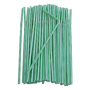 Flexible Plastic Drinking Straws (Assorted Classic Striped) Bendable Disposable BPA Free Bendy Straws