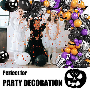 175Pcs Halloween Balloon Arch Kit, DIY Hallowen Party Supplies with Black Purple Orange Balloons for Party Decorations