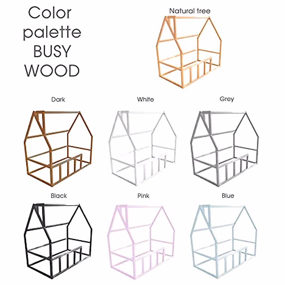 BUSYWOOD House Bed for Kids - Toddler Bed - Platform Bed Frame - Montessori Floor Bed - Full Size Bed - Queen Bedframe, Natural Wood (FLOOR BED FOR SLEEPING ONLY)