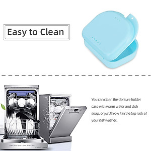 Dental Mouthguard Container Orthodontic Retainer Case with Vent Holes, Denture Holder Box Clear Aligner Case Slim for Household|Travel|Office - Bluish - Light & Easy to Carry