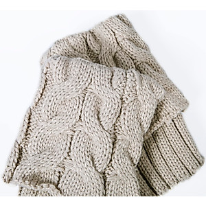 Loritta Womens Boot Socks Winter Warm Crochet Knitted Boot Cuffs Topper Socks Short Leg Warmers Gifts,G-black+beige(2 pairs)