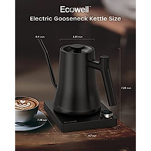 ECOWELL Electric Gooseneck Kettle, Ultra Fast Boiling Kettle 100% Stainless Steel for Pour-over Coffee & Tea, Leak-Proof Design, Auto Shutoff Anti-dry Protection, 1200W-0.8L, Matte Black, WMTS01