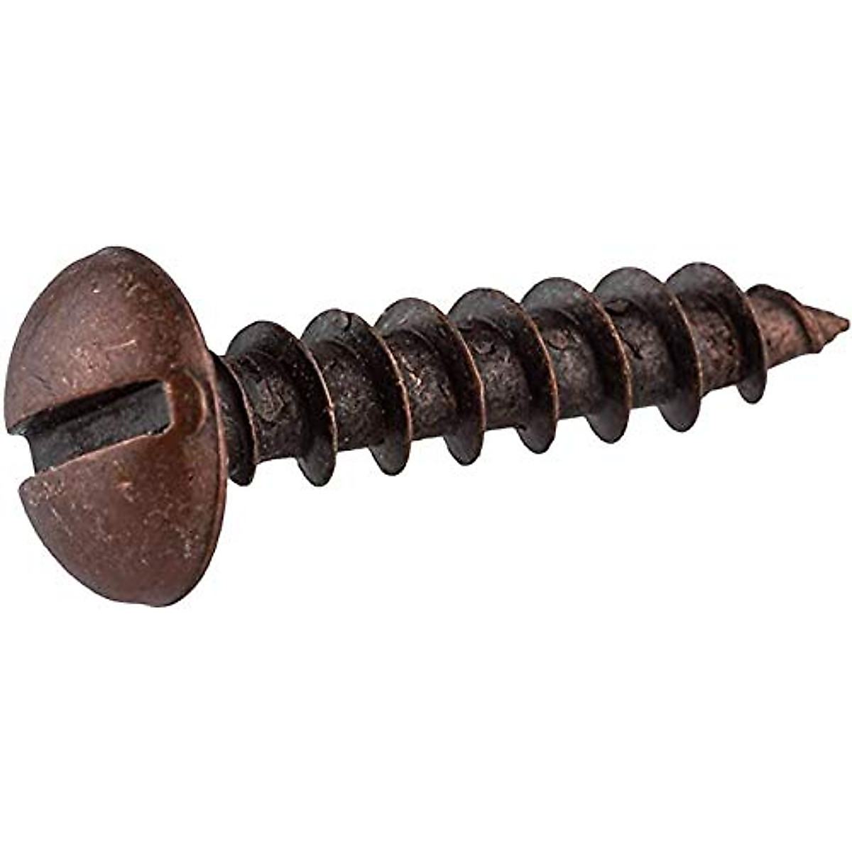 #6 x 5/8" Antique Copper Round Head Slott Drive Wood Screws - Pack of 100 - Self Tapping Screws for Wood - RH9-SACQ