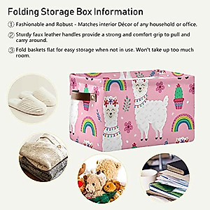 senya Alpaca Rainbow Camel Storage Basket Storage Bin Storage Cube Box Durable Canvas Basket Organizer with Handles for Shelf Closet Bedroom Home Office