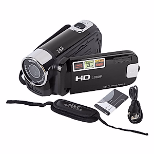 DV Camera, 16x Digital Zoom Gift Vlogging Camera 2.7in TFT Rotatable Screen 1080P 16MP Long Battery Life for Baby's Growth Records (Black)