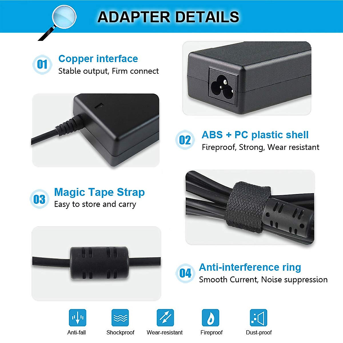 65W 19V 3.42A AC Adapter Charger Compatible with Acer Aspire V5 V3 V7 S3 E1 R3 R7 M5 E1 5349 5750 5250 7560 AS7750, Monitor S202HL H236HL G246HL H276HL G276HL S220HQL HN274H PA-1650-86 Power Supply