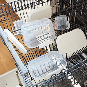 Sistema 5-Piece Food Storage Containers for Pantry with Lids and 2 Measuring Cups for Flour and Sugar, Dishwasher Safe, White