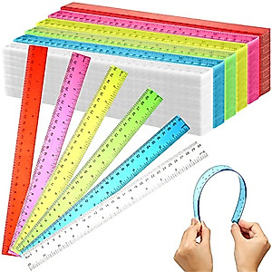Clear Plastic Rulers 12 Inch Kid Ruler Flexible Transparent Assorted Color Bulk Rulers with Centimeters and Inches for Kid Student Back to School Supplies, 6 Colors (144 Pack)