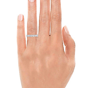 Diamondere Natural and Certified Diamond Wedding Ring in 14K White Gold | 1.00 Carat Half Eternity Stackable Band for Women, US Size 9