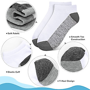 BOOPH 20 Pcs Boys Girls Half Cushion Socks Kids Low Cut Socks 6-8 Years Grey