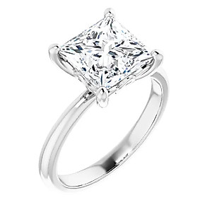 Moissanite Engagement Ring 3 Carat Princess, Handmade 925 Silver, 10K/14K/18K Solid Gold, Solitaire Ring, Bridal Wedding Gifts for Women, Anniversary Ring, VVS1, Colorless (925 Silver (White Gold Plated))