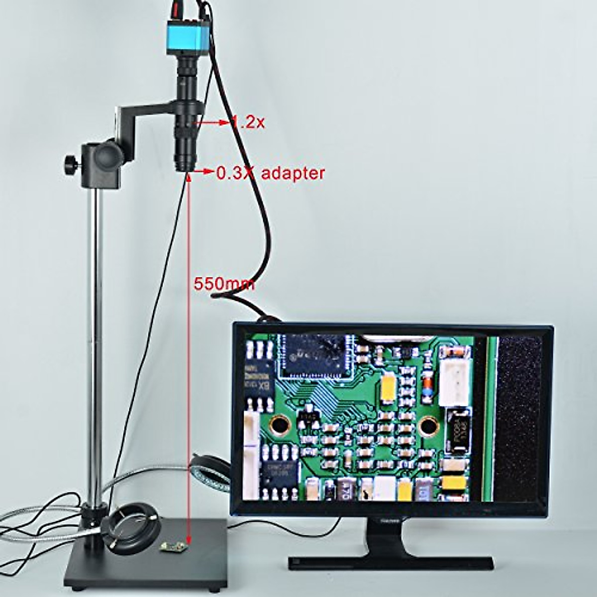 HAYEAR HD 0.7X-4.5X 180X Zoom C-Mount Parallel Light Lens for Zoom Monocular Industry Microscope Camera Glass Lens 40mm/50mm Ring