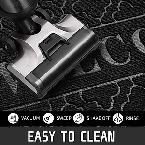 Yimobra Welcome Door Mat, Heavy Duty Durable Front Door Mat for Home Entrance, Garage and Garden Outside Entryway Floor Mat, Non Slip, Fade Resistant, Easy Clean, 29.5 x 17 Inch, Black