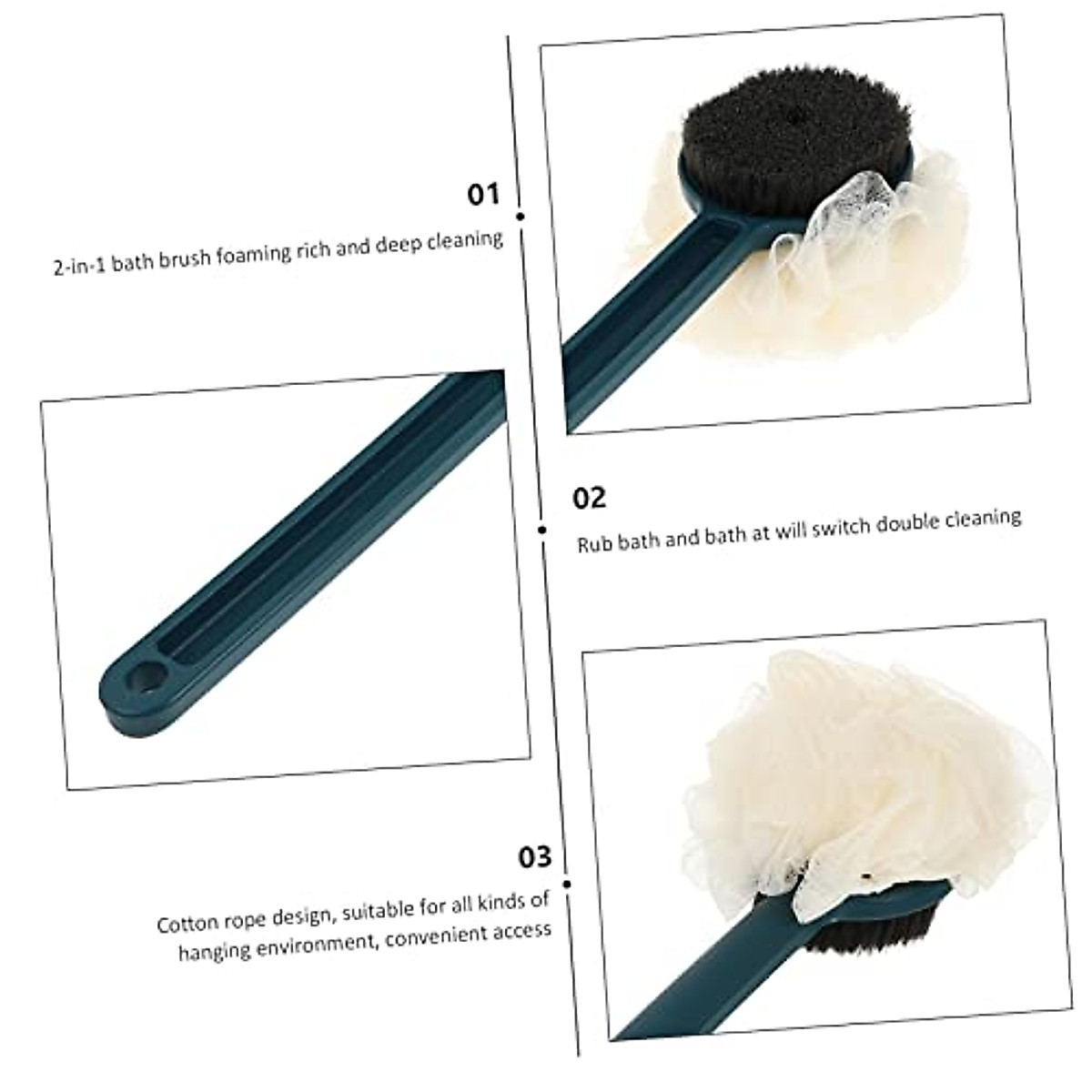 Beavorty Bath Ball Bath Brush Bath Cleaner Brush Bath Scrubber Bath Loofah Body Exfoliating Brush Back Scrubber for Shower Bath Body Brush Bathroom Brush Two-in-one Scrub Bath Tool Back Pad