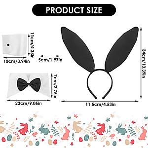 Women's Bunny Costume Set Rabbit Ear Headband Bow Tie Cuffs Rabbit Tail Bunny Cosplay Accessories for Halloween Party